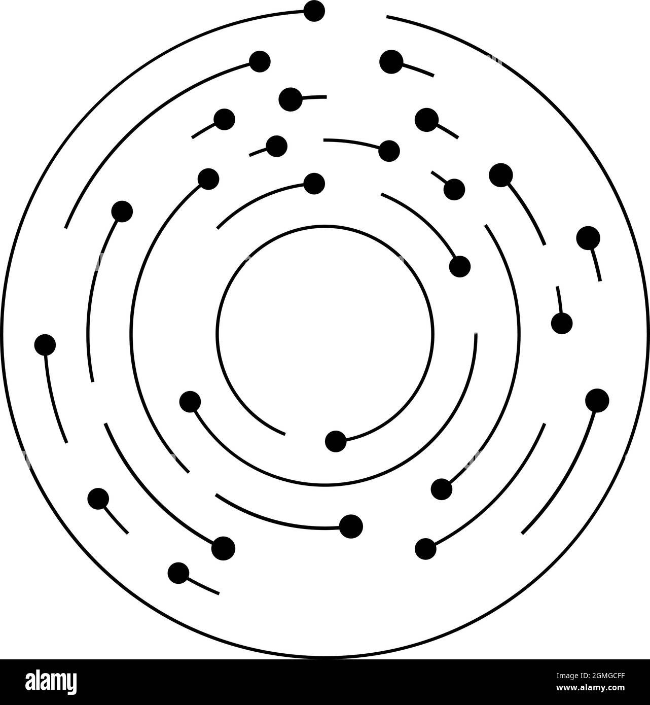 Circular, concentric lines, segmented circles with nodes, nodal points ...