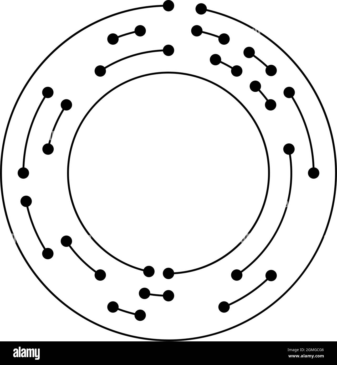 Circular, concentric lines, segmented circles with nodes, nodal points ...