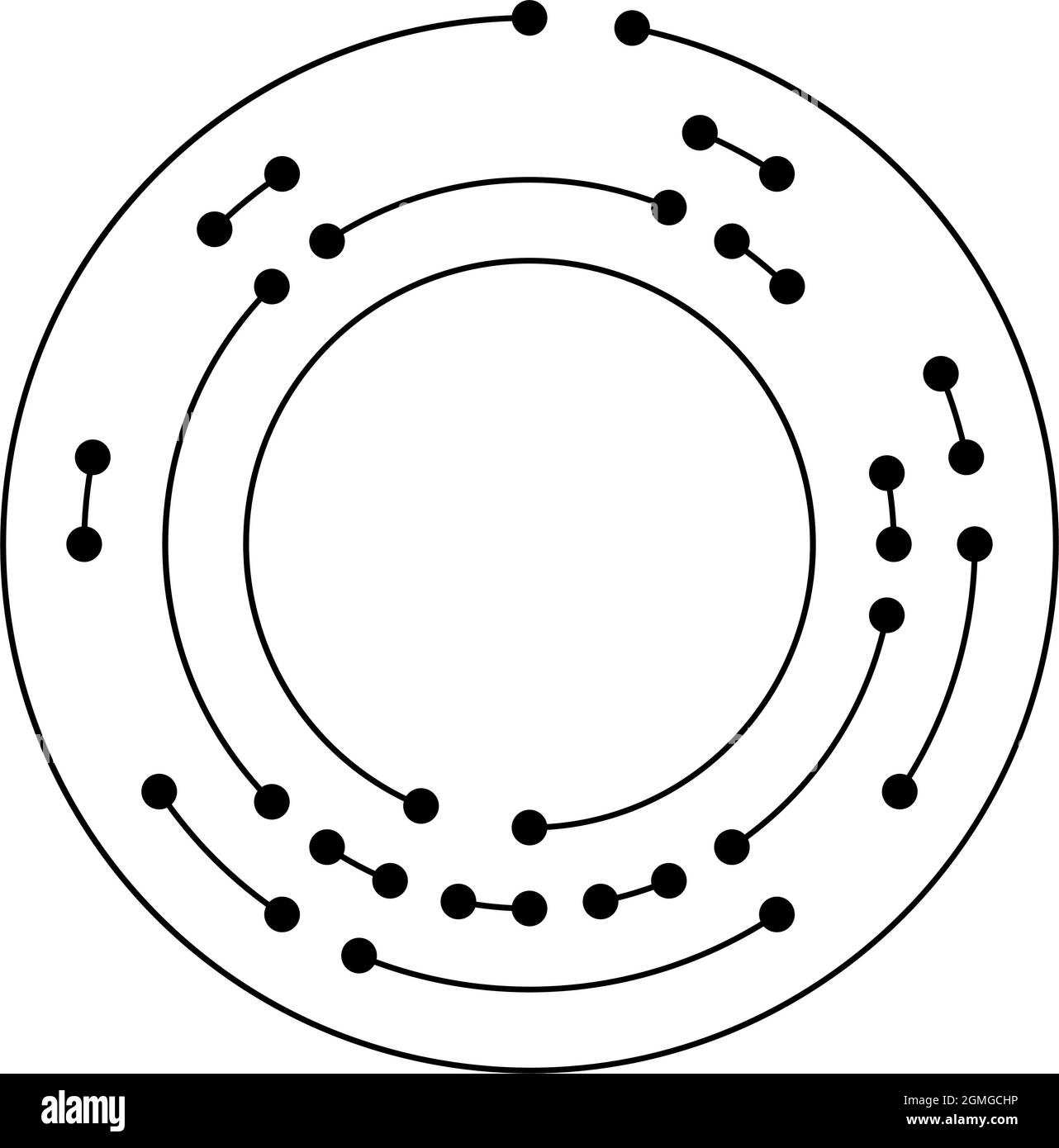 Circular, concentric lines, segmented circles with nodes, nodal points ...