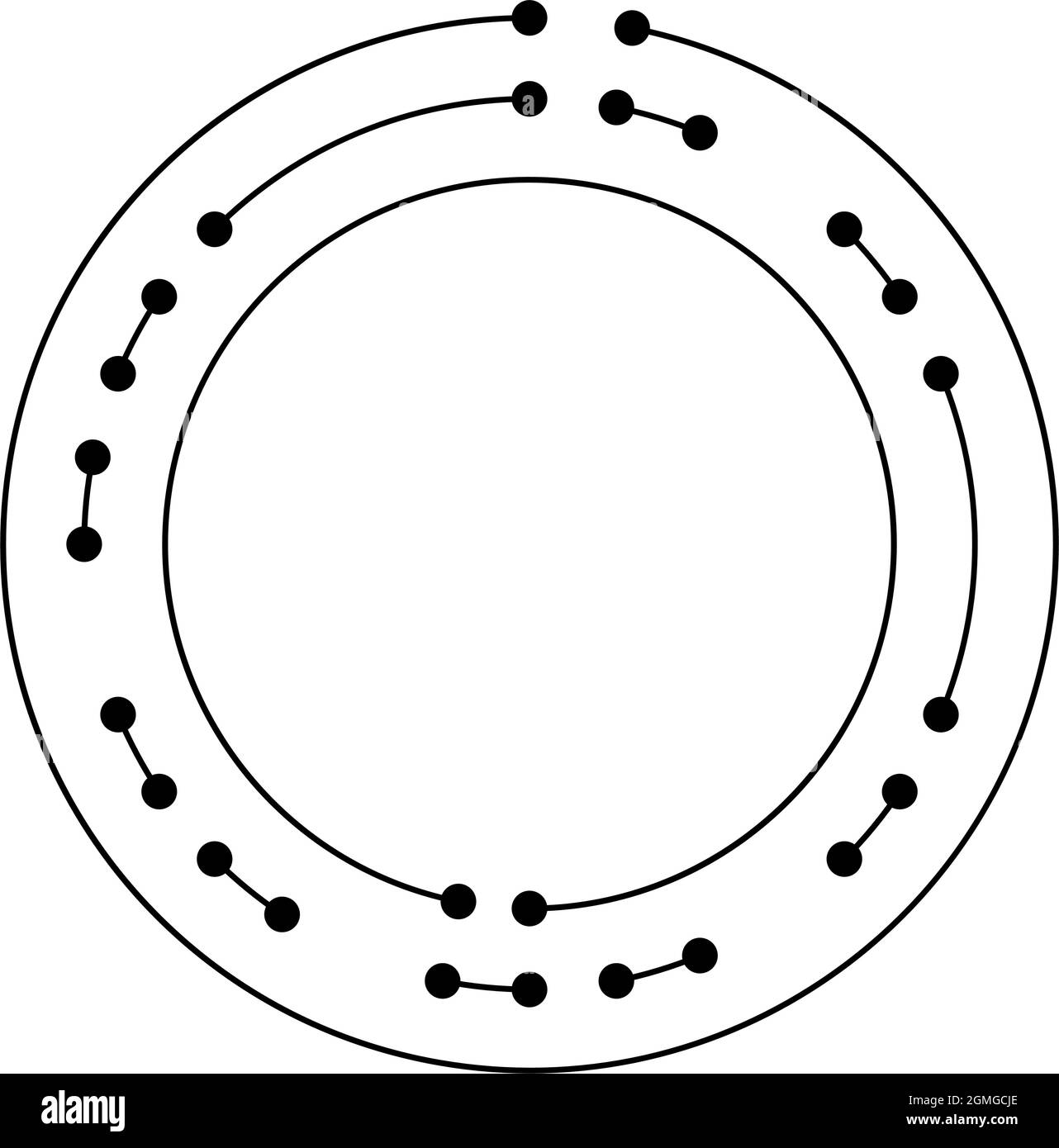 Circular, concentric lines, segmented circles with nodes, nodal points - stock vector ...