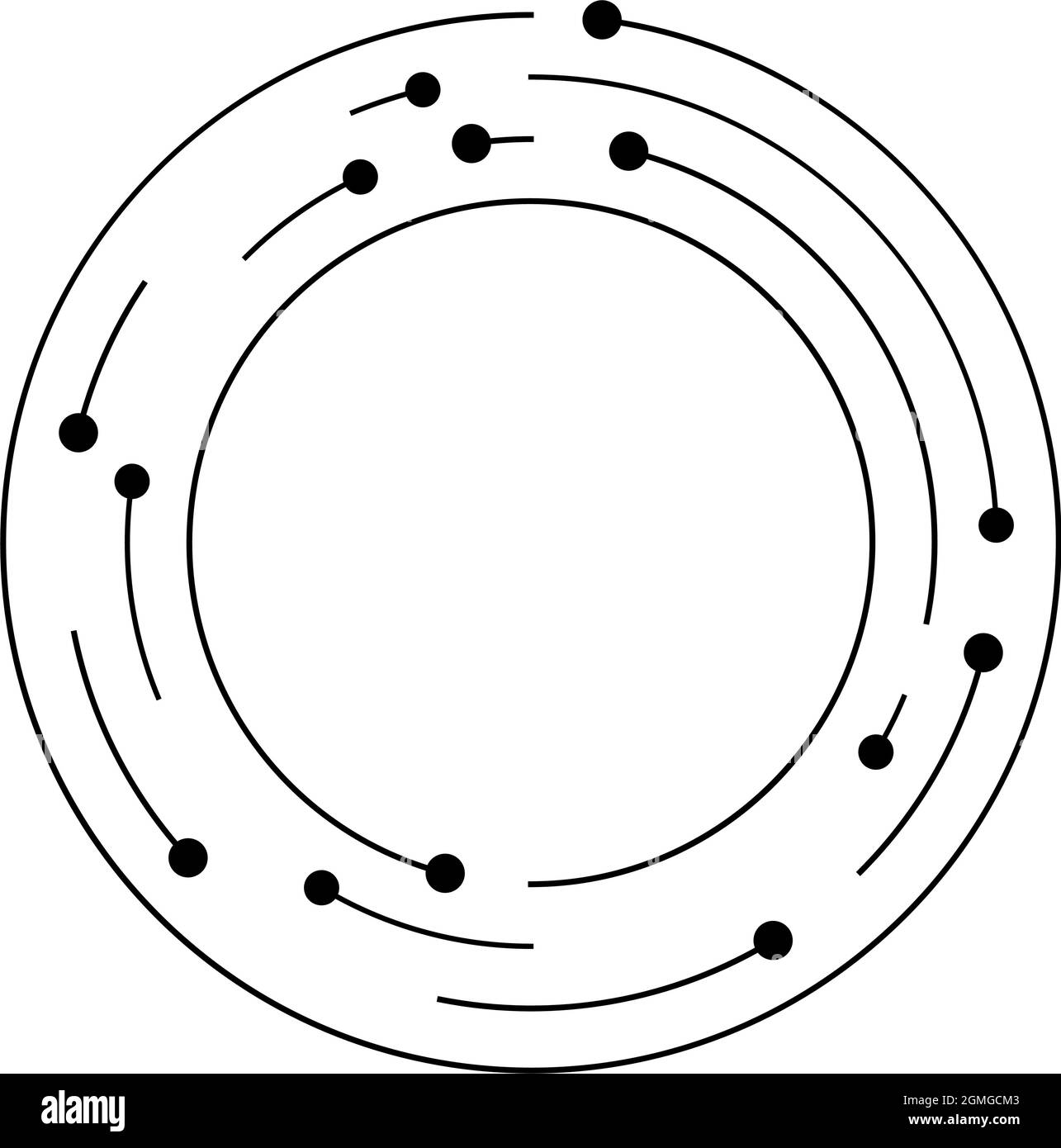 Circular, concentric lines, segmented circles with nodes, nodal points - stock vector ...