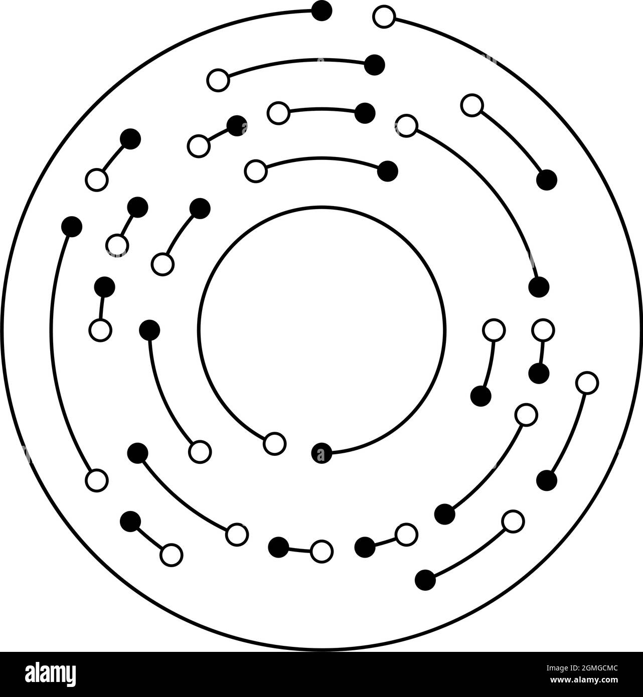 Circular, concentric lines, segmented circles with nodes, nodal points ...