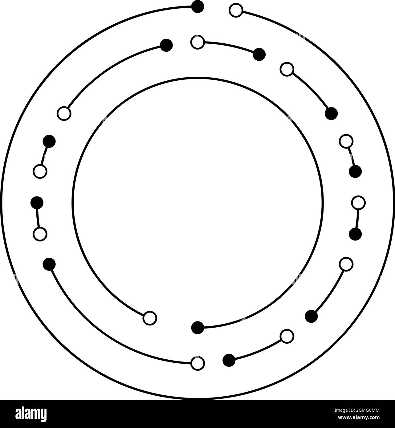 Circular, concentric lines, segmented circles with nodes, nodal points ...