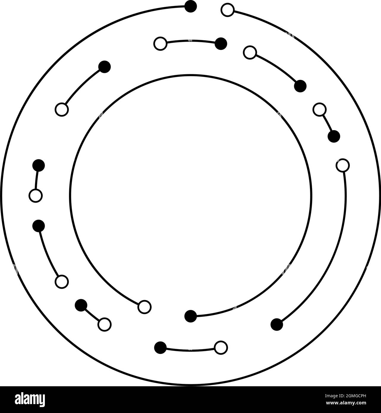 Circular, concentric lines, segmented circles with nodes, nodal points ...