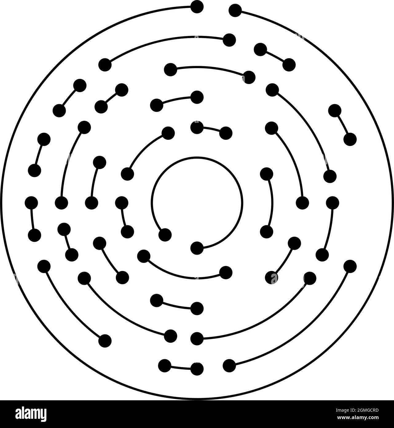 Circular, concentric lines, segmented circles with nodes, nodal points - stock vector ...