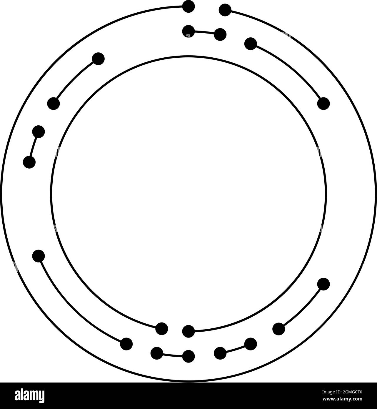 Circular, concentric lines, segmented circles with nodes, nodal points ...