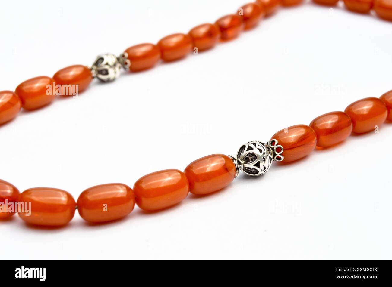 Orange and silver beads sequenced, short rosary, tespih tesbih, an ...