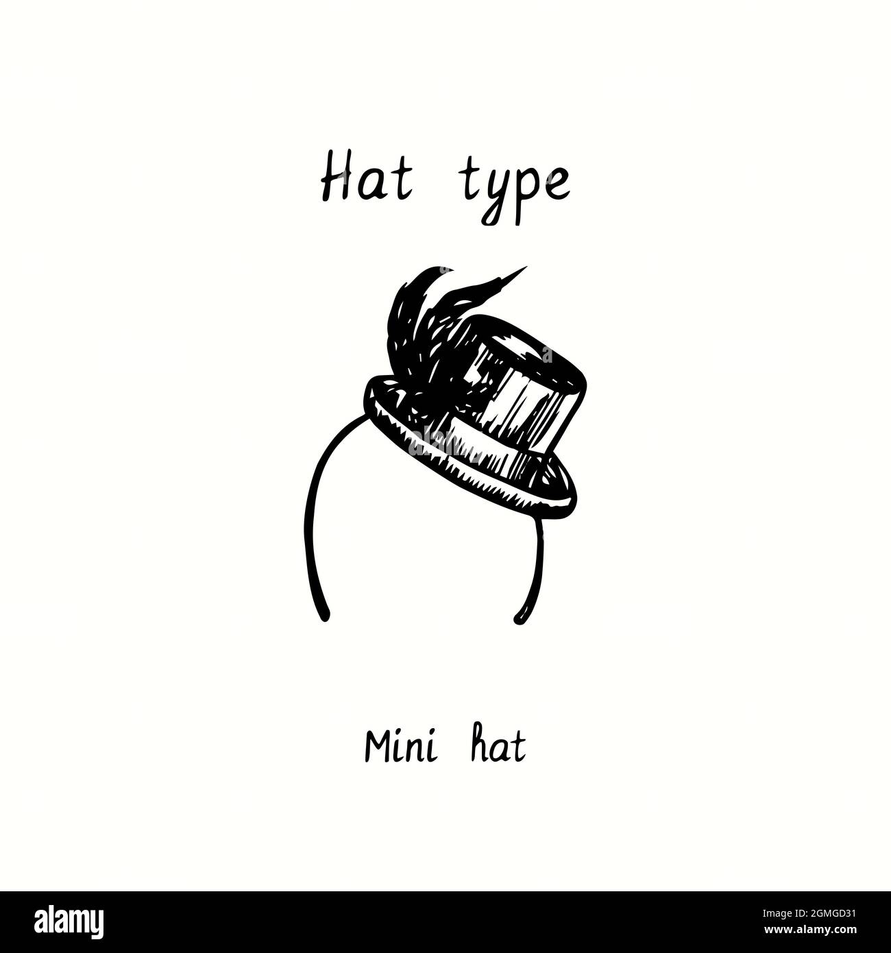 Hat type, Mini. Ink black and white drawing outline illustration Stock ...