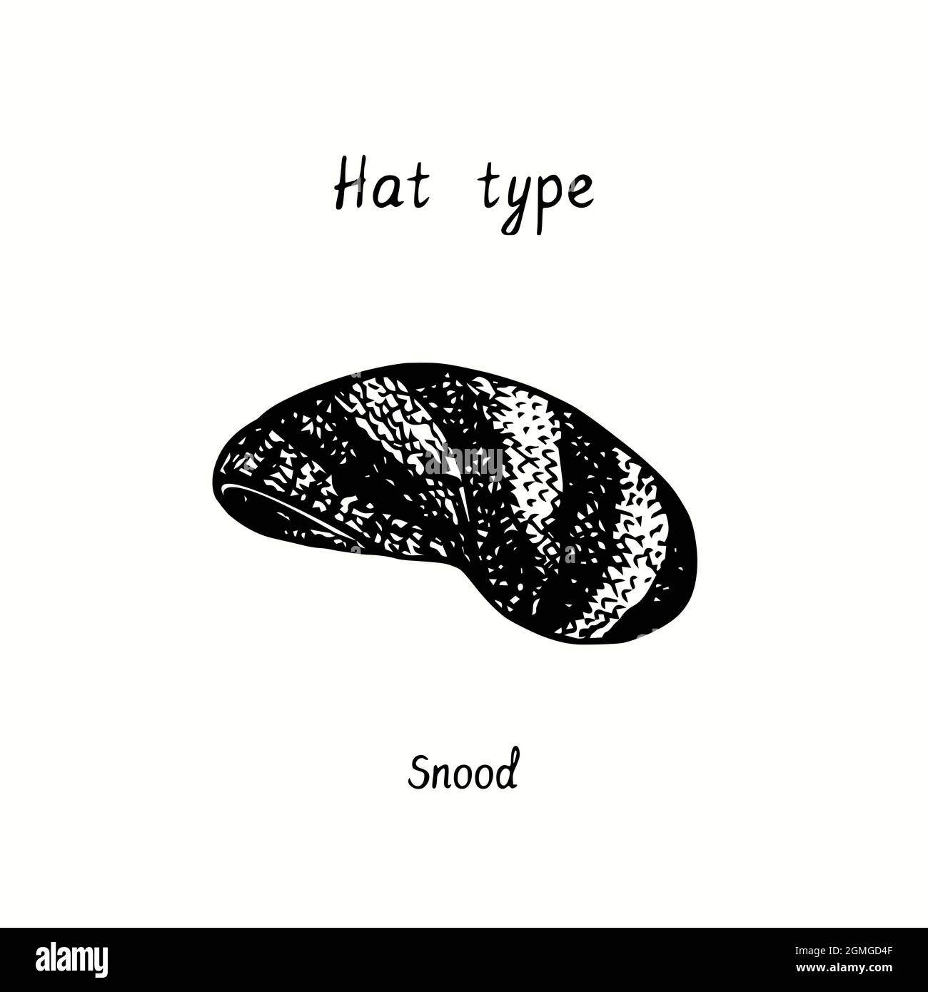 Hat type, Snood. Ink black and white drawing outline illustration Stock ...