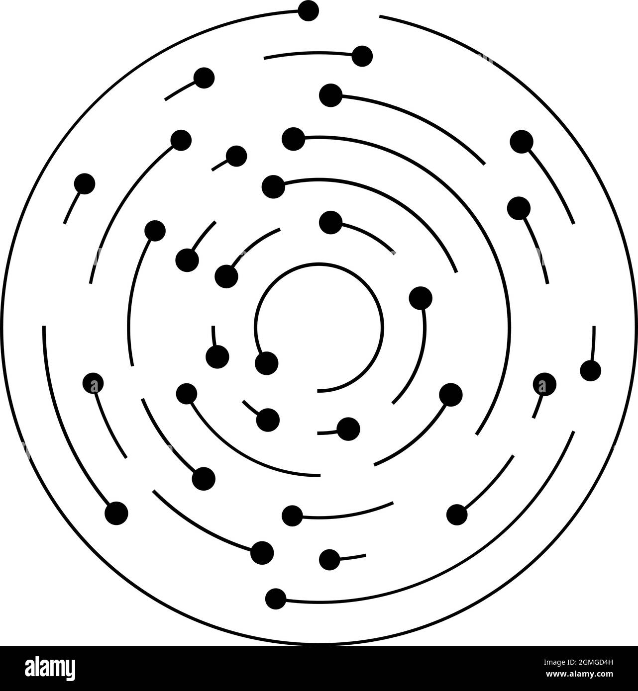 Circular, concentric lines, segmented circles with nodes, nodal points ...