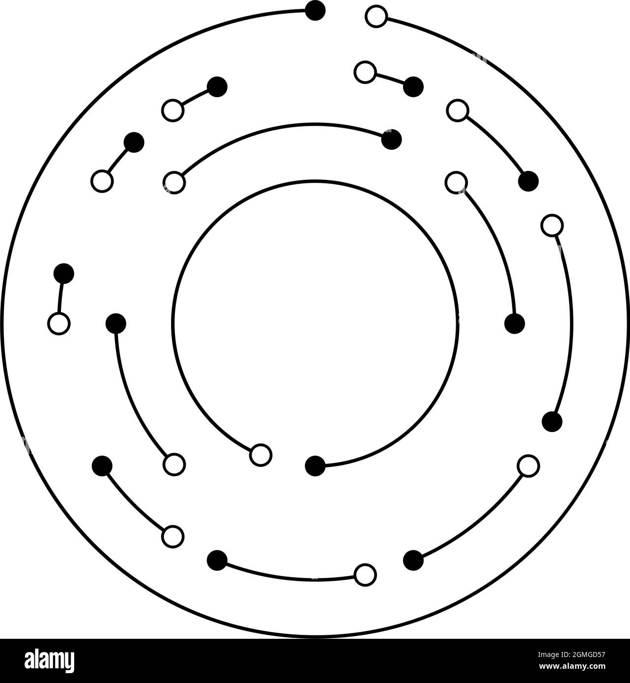 Circular, concentric lines, segmented circles with nodes, nodal points ...