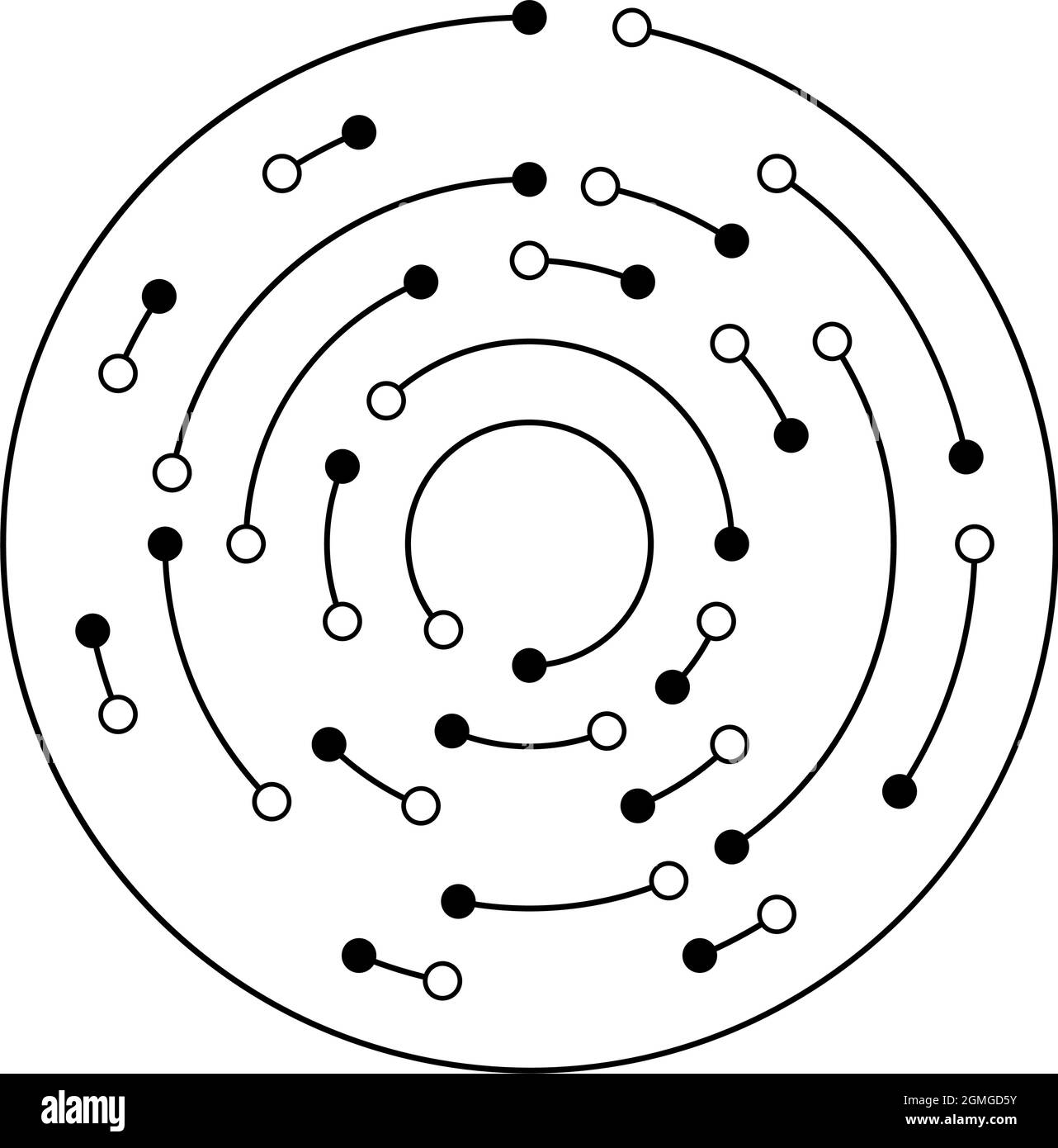 Circular, concentric lines, segmented circles with nodes, nodal points ...
