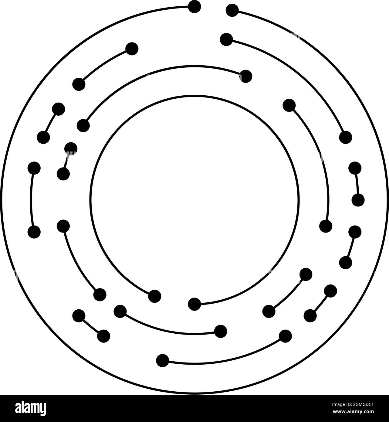 Circular, concentric lines, segmented circles with nodes, nodal points ...