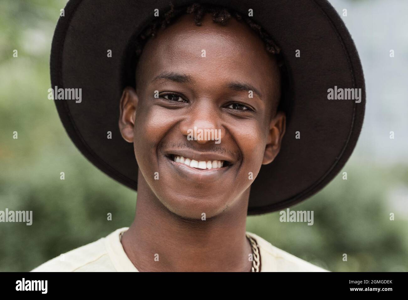 Black african man face close up hi-res stock photography and images - Alamy