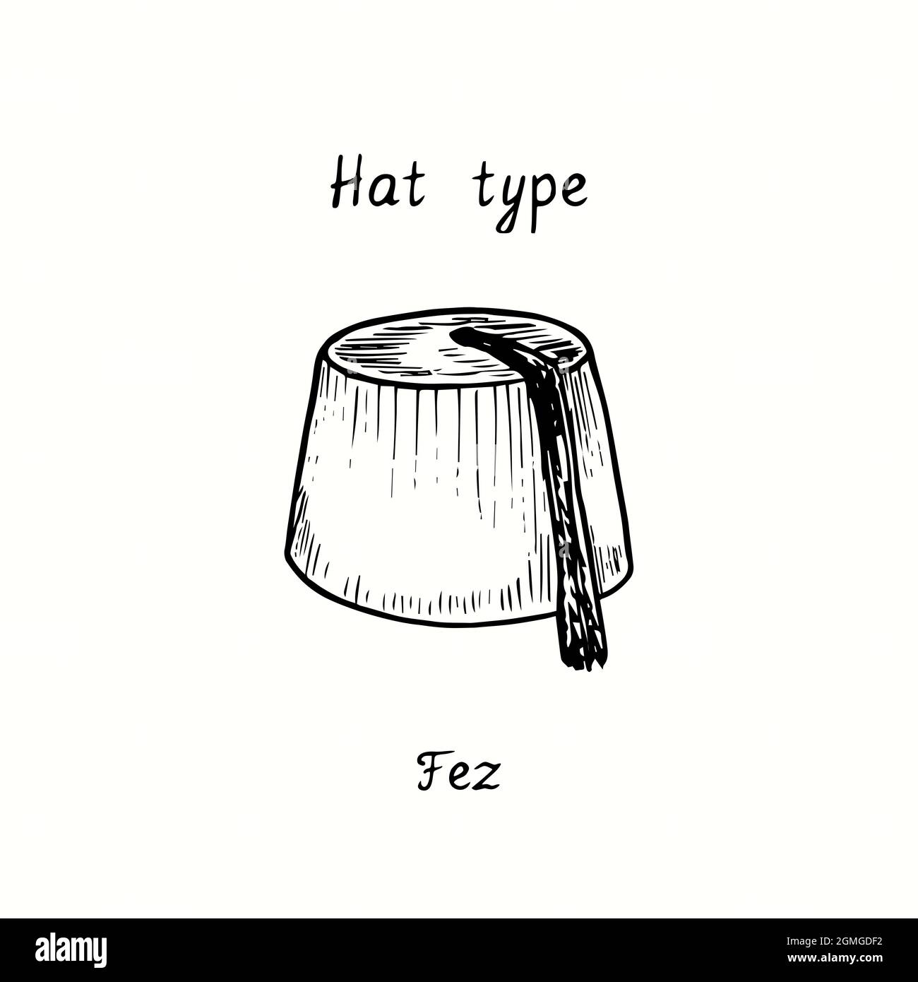 Hat type, Fez. Ink black and white drawing outline illustration Stock ...