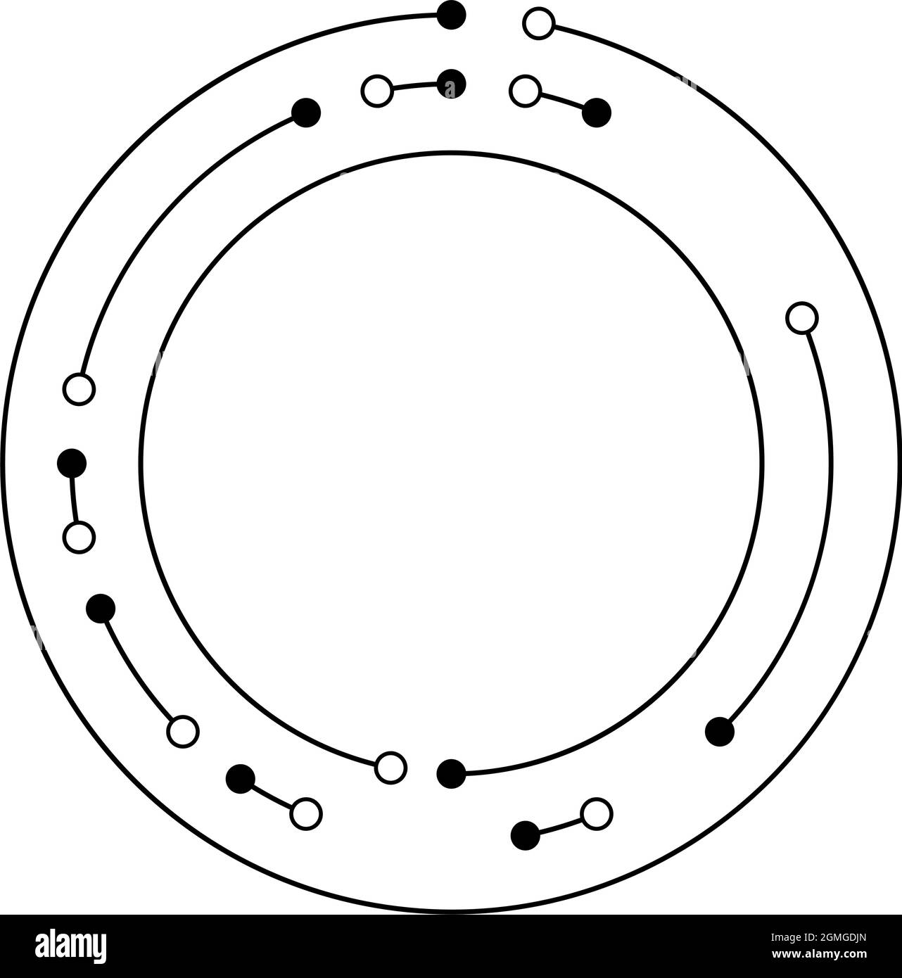 Circular, concentric lines, segmented circles with nodes, nodal points - stock vector ...