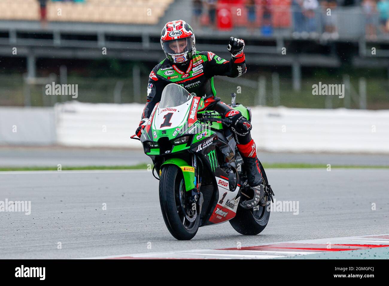Jonathan Rea of Kawasaki Racing Team WorldSBK with during the Race 1 of ...