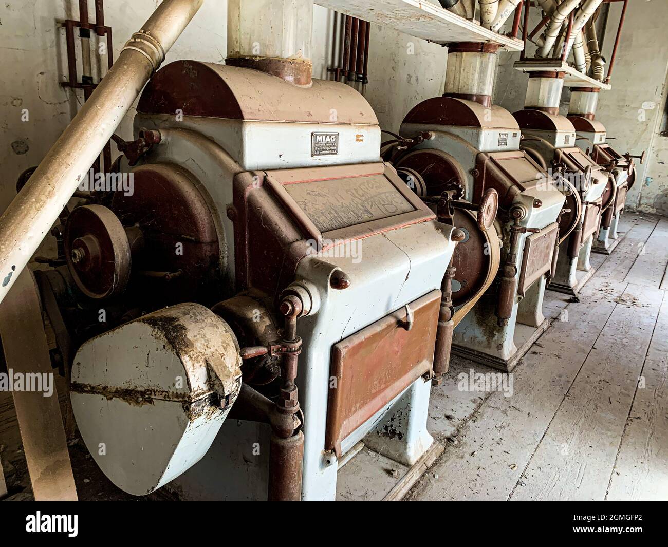 Old iron and old steel machines and machinery in the old flour mill "El ...