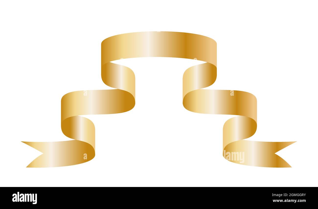Gold colorful curved ribbon on white background. Vector Illustration ...