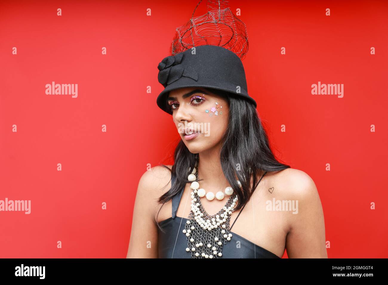 London, UK. 18 Sep 2021. The model attends a flash mob fashion show in ...