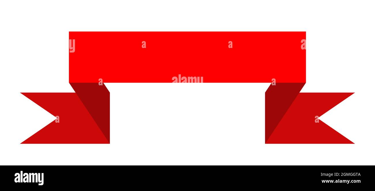 Red colorful curved ribbon on white background. Vector Illustration ...