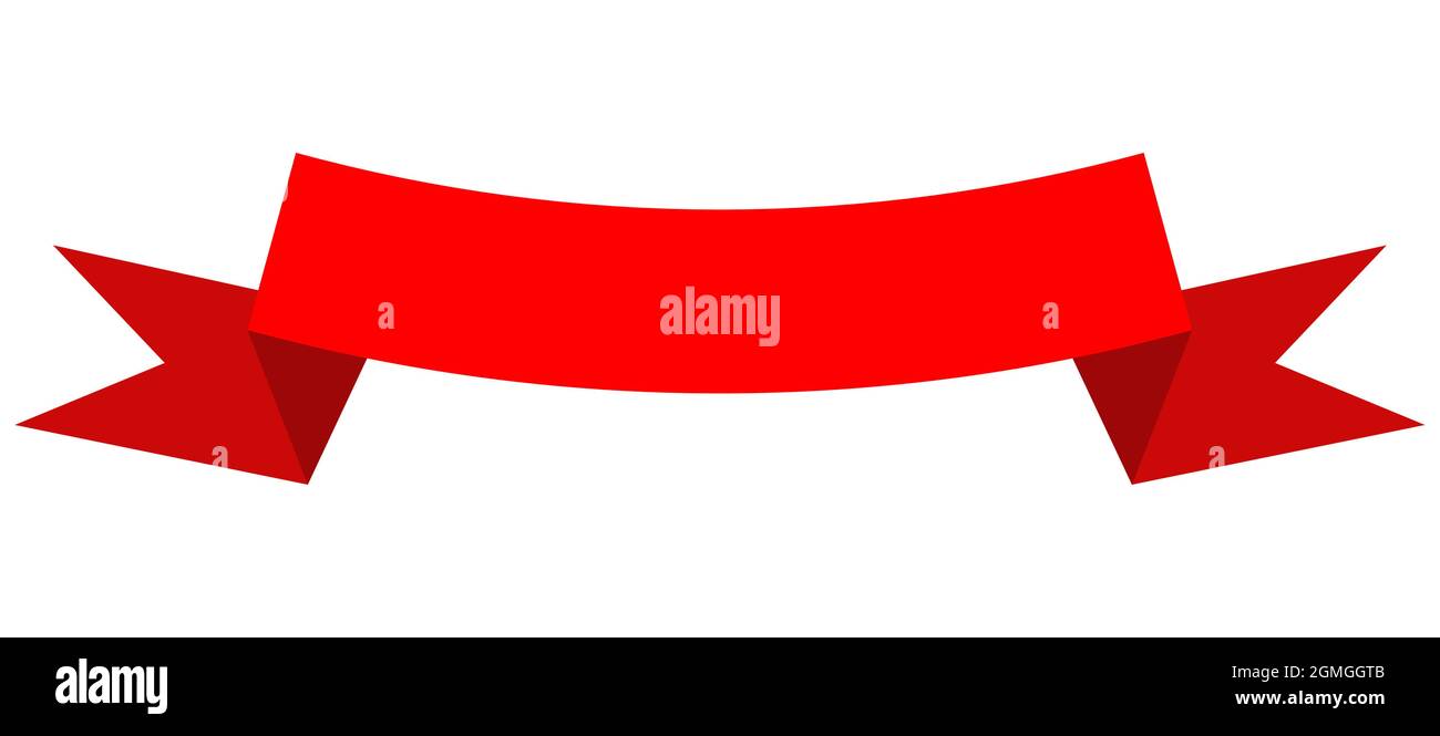 Red colorful curved ribbon on white background. Vector Illustration ...