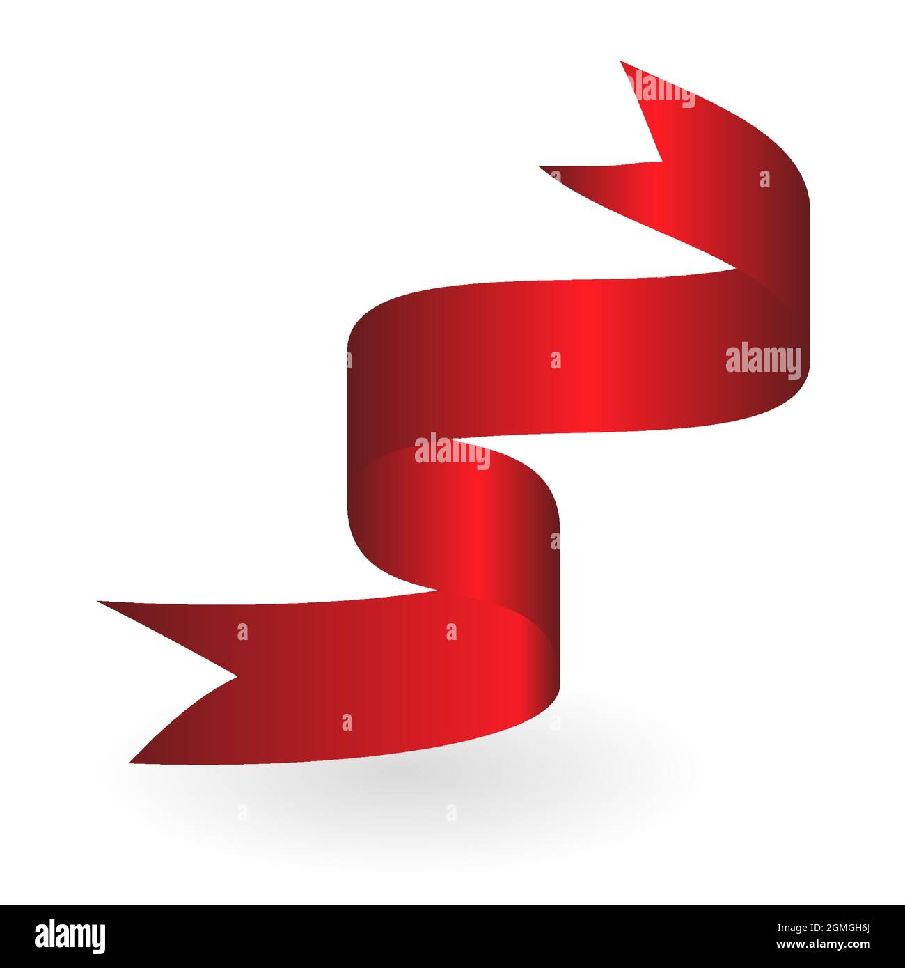 Red colorful curved ribbon on white background. Vector Illustration ...
