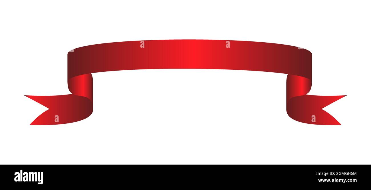 Red colorful curved ribbon on white background. Vector Illustration ...