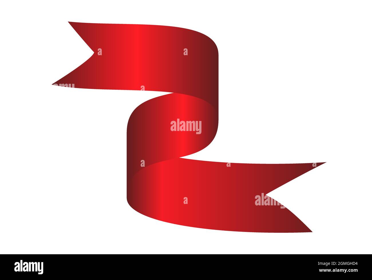 Red colorful curved ribbon on white background. Vector Illustration ...
