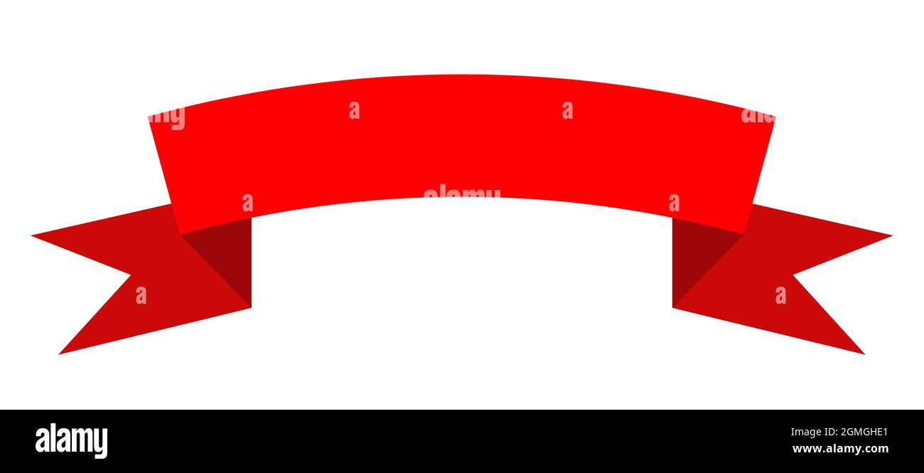 Red colorful curved ribbon on white background. Vector Illustration ...