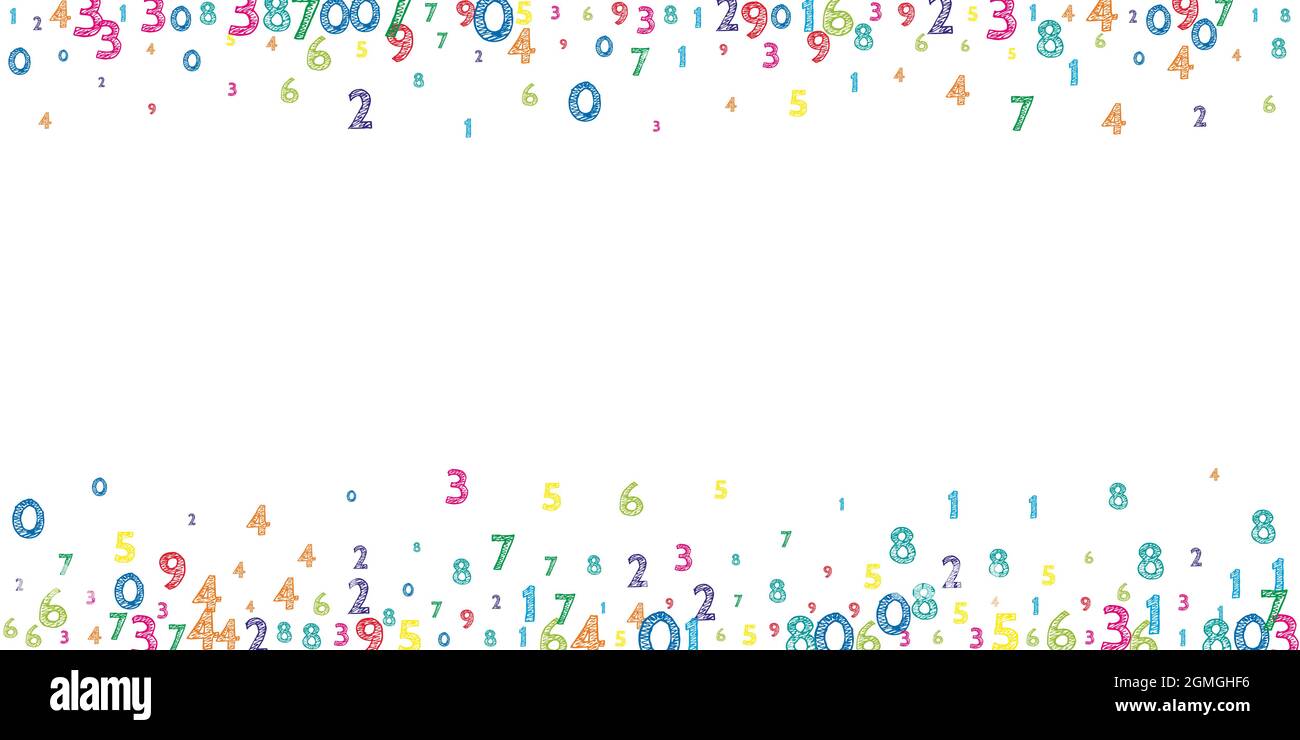 Falling colorful orderly numbers. Math study concept with flying digits ...
