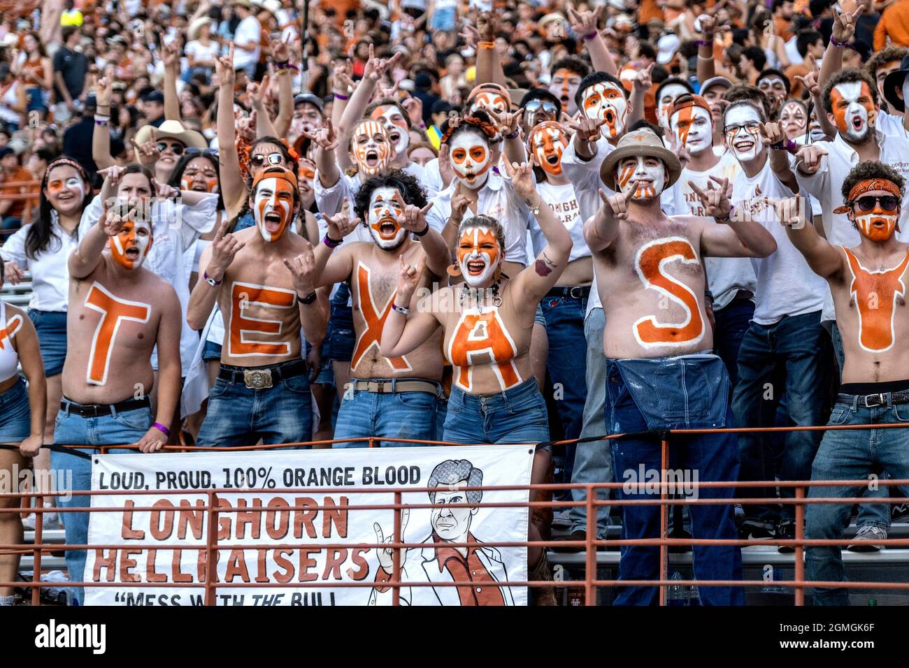 September 18. Fans of the Texas Longhorns in action pregame vs the Rice ...