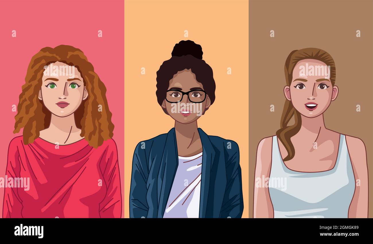 Three women standing Stock Vector Images - Alamy