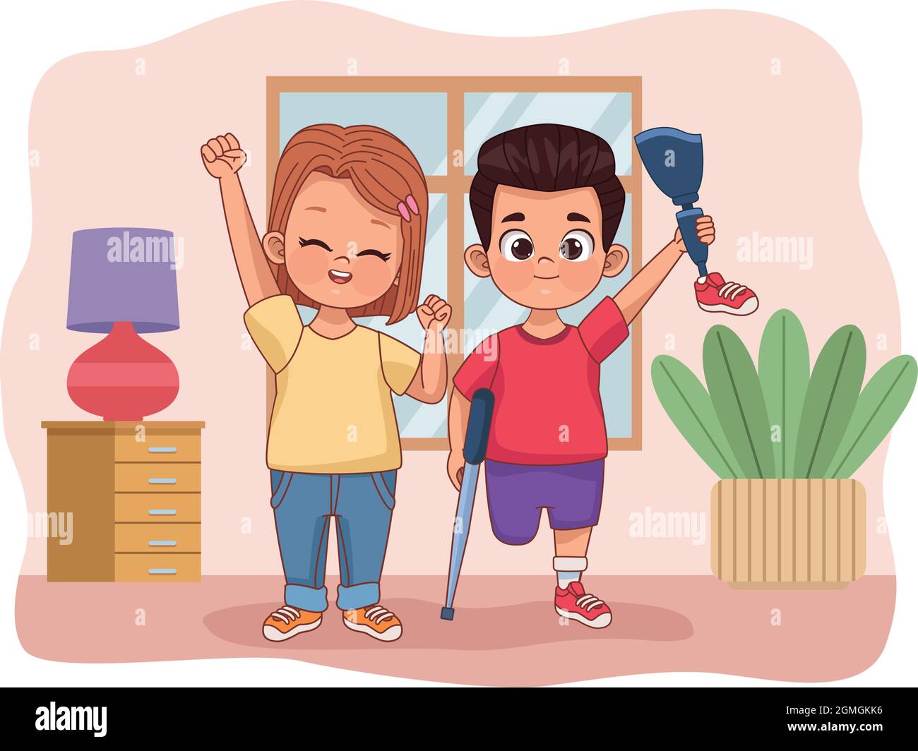 disability kids couple Stock Vector Image & Art - Alamy