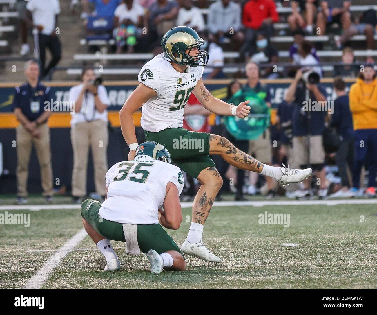 September 18, 2021: Colorado State's Cayden Camper #95 makes his sixth ...