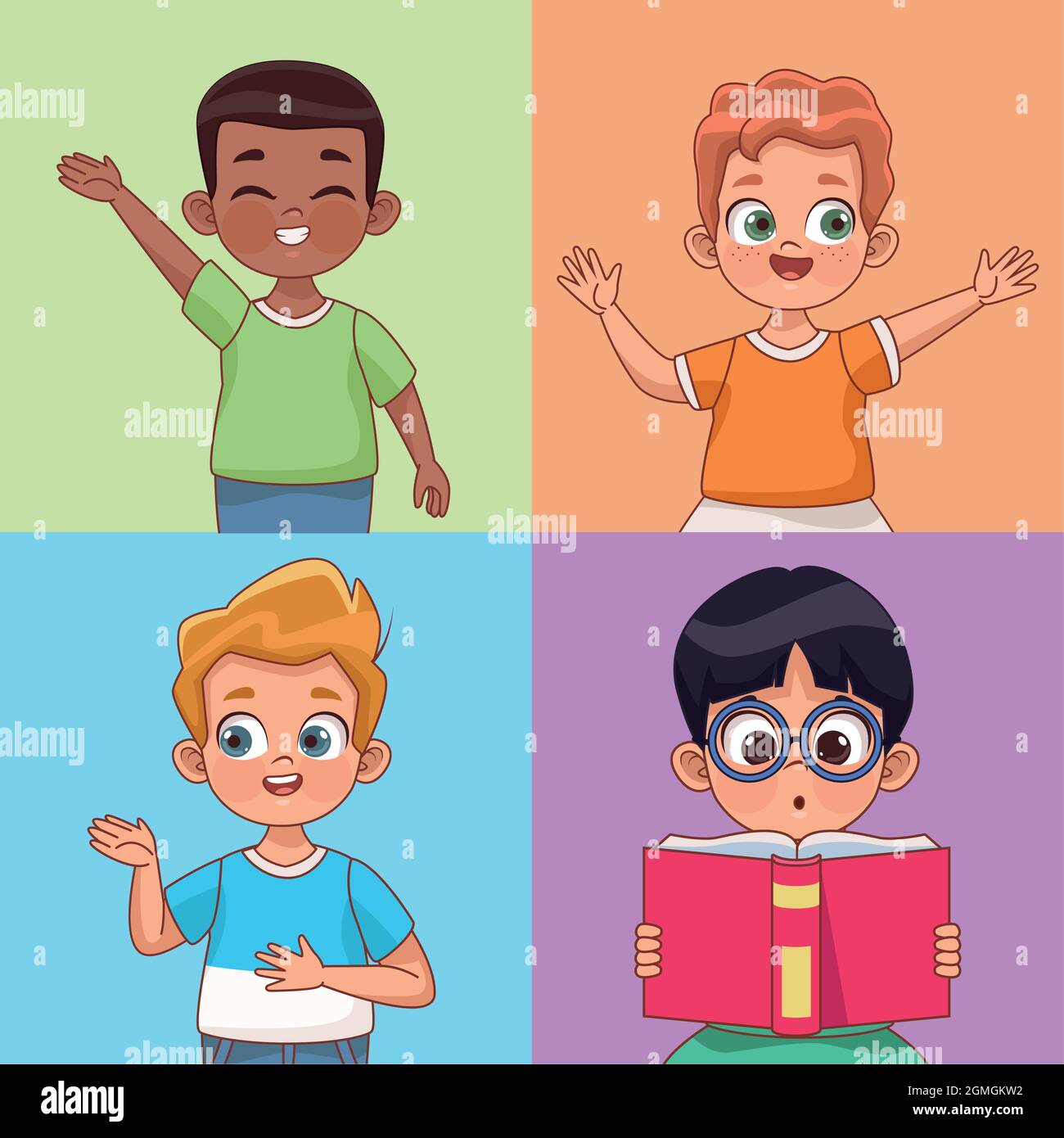 four little boys characters Stock Vector Image & Art - Alamy