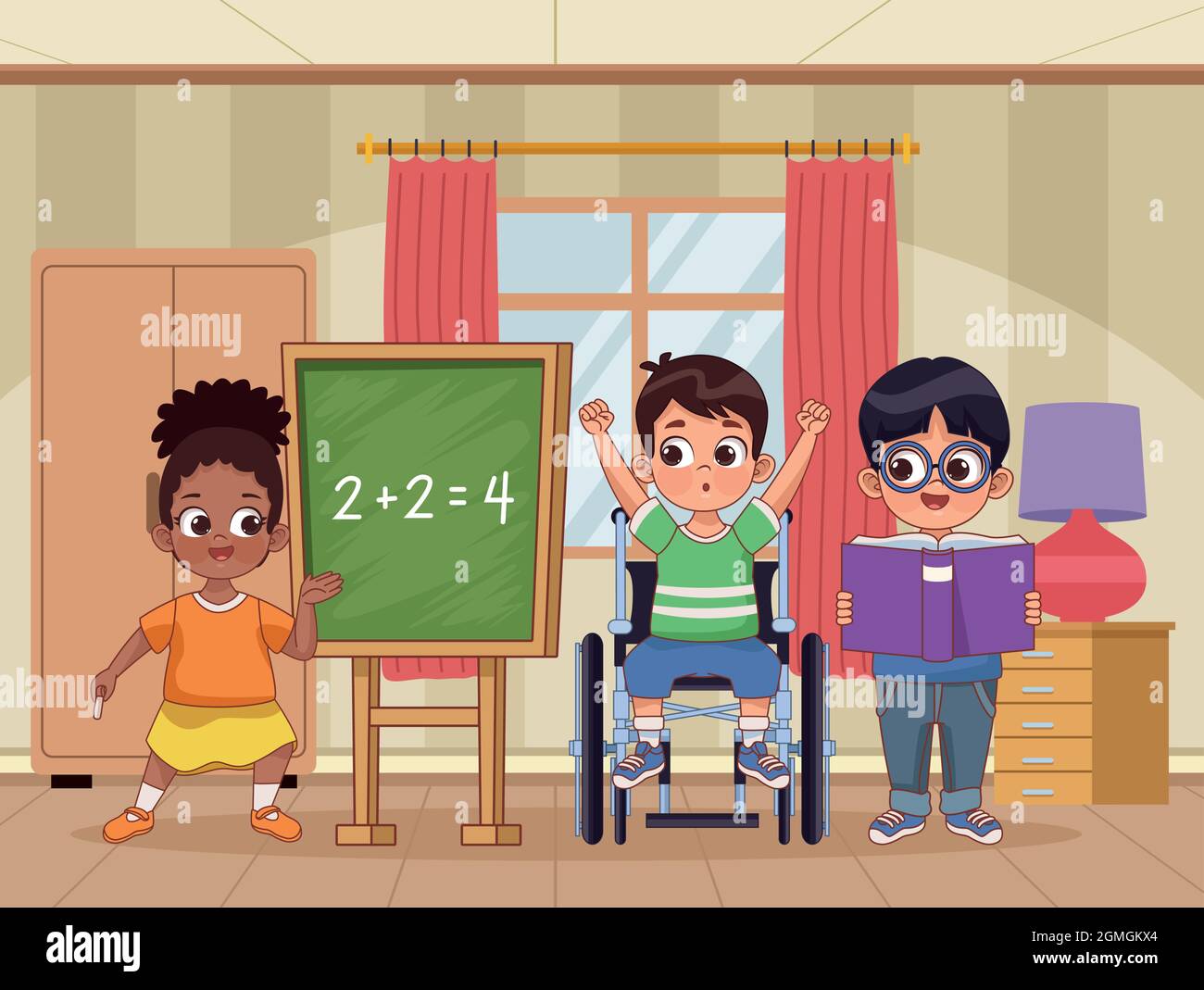three disability kids studying Stock Vector Image & Art - Alamy