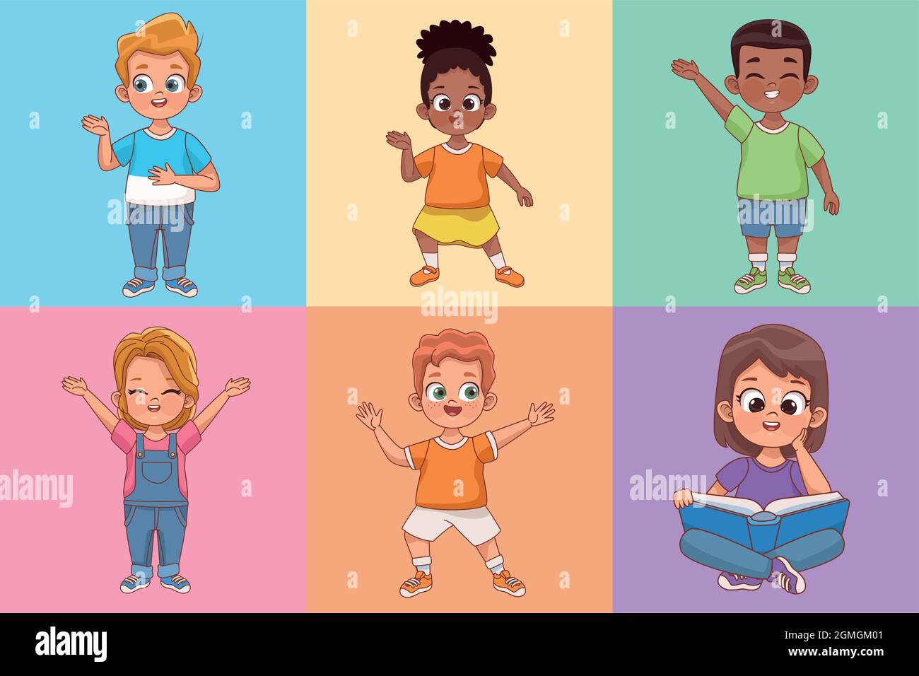 six kids characters Stock Vector Image & Art - Alamy