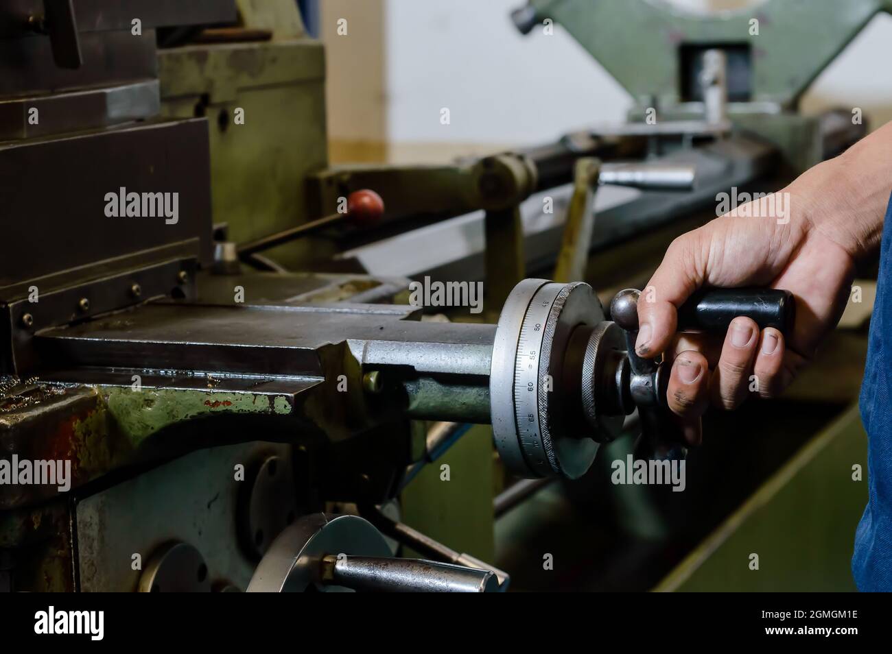 worker's hand controling machine Stock Photo - Alamy