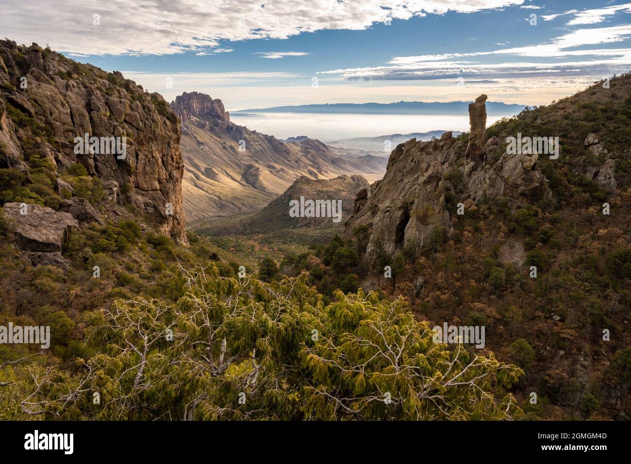 Boot Canyon with Wafting Clouds in the Valleys Below in Big Bend ...