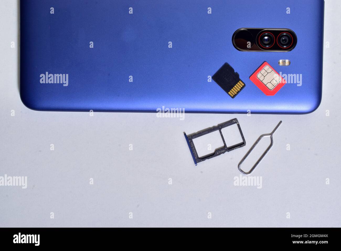 Smartphone with memory card, sim tray, sim and sim ejector tool Stock ...