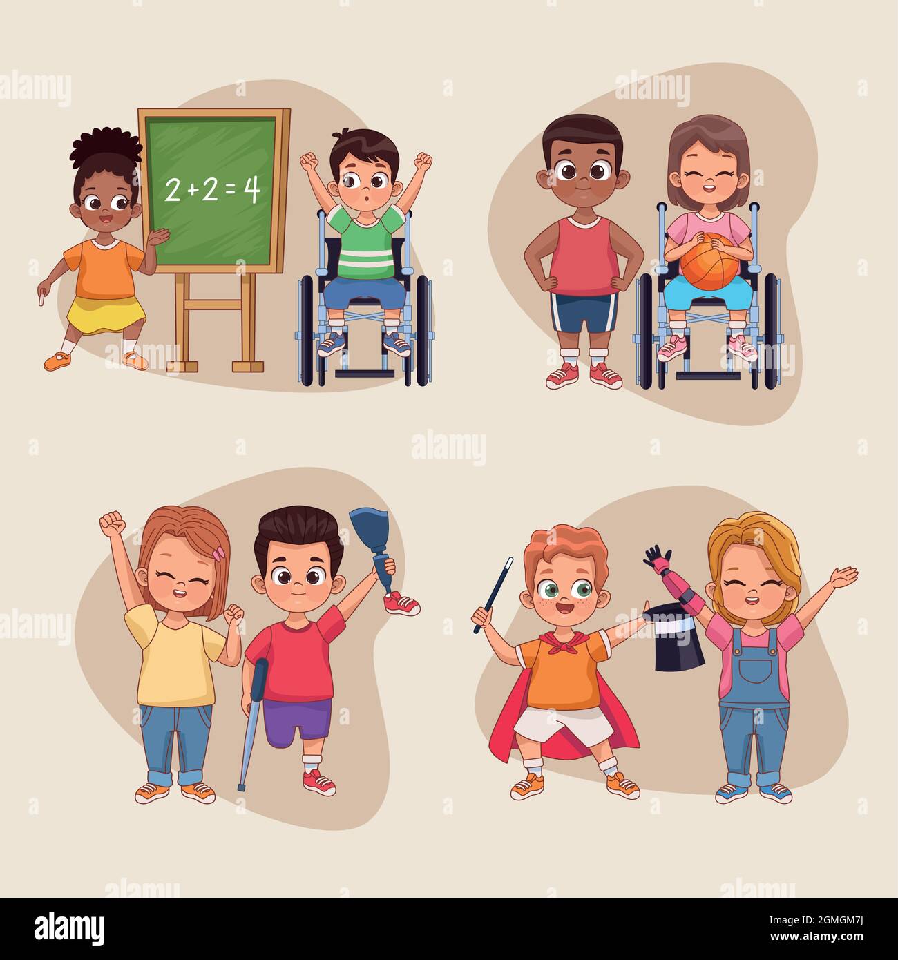 eight disability kids characters Stock Vector Image & Art - Alamy
