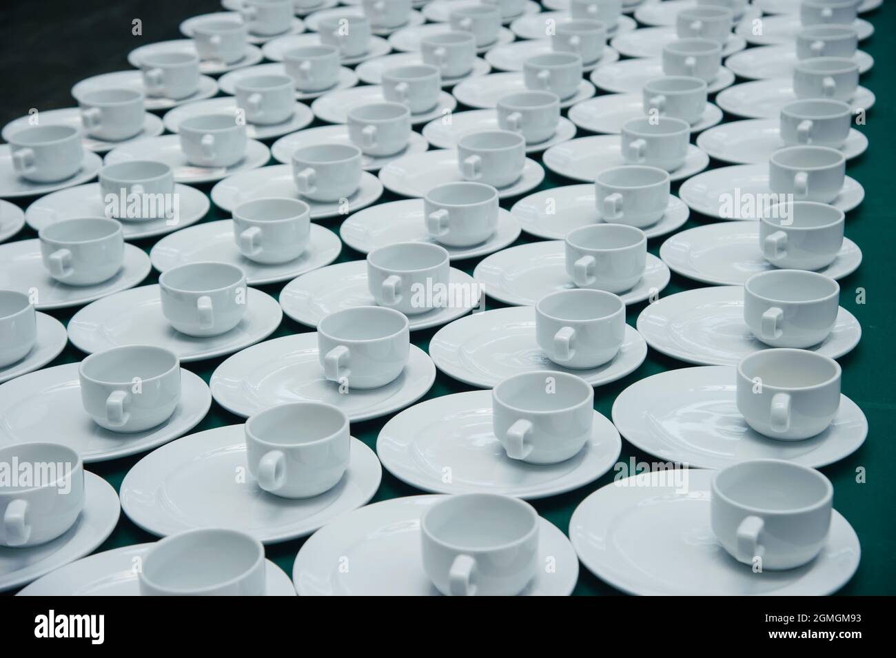 many coffee cup set up for tea break in business meeting conference ...