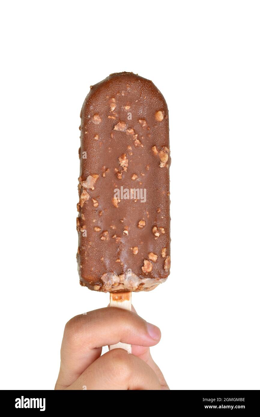 chocolate popsicle isolated on white background with clipping path ...