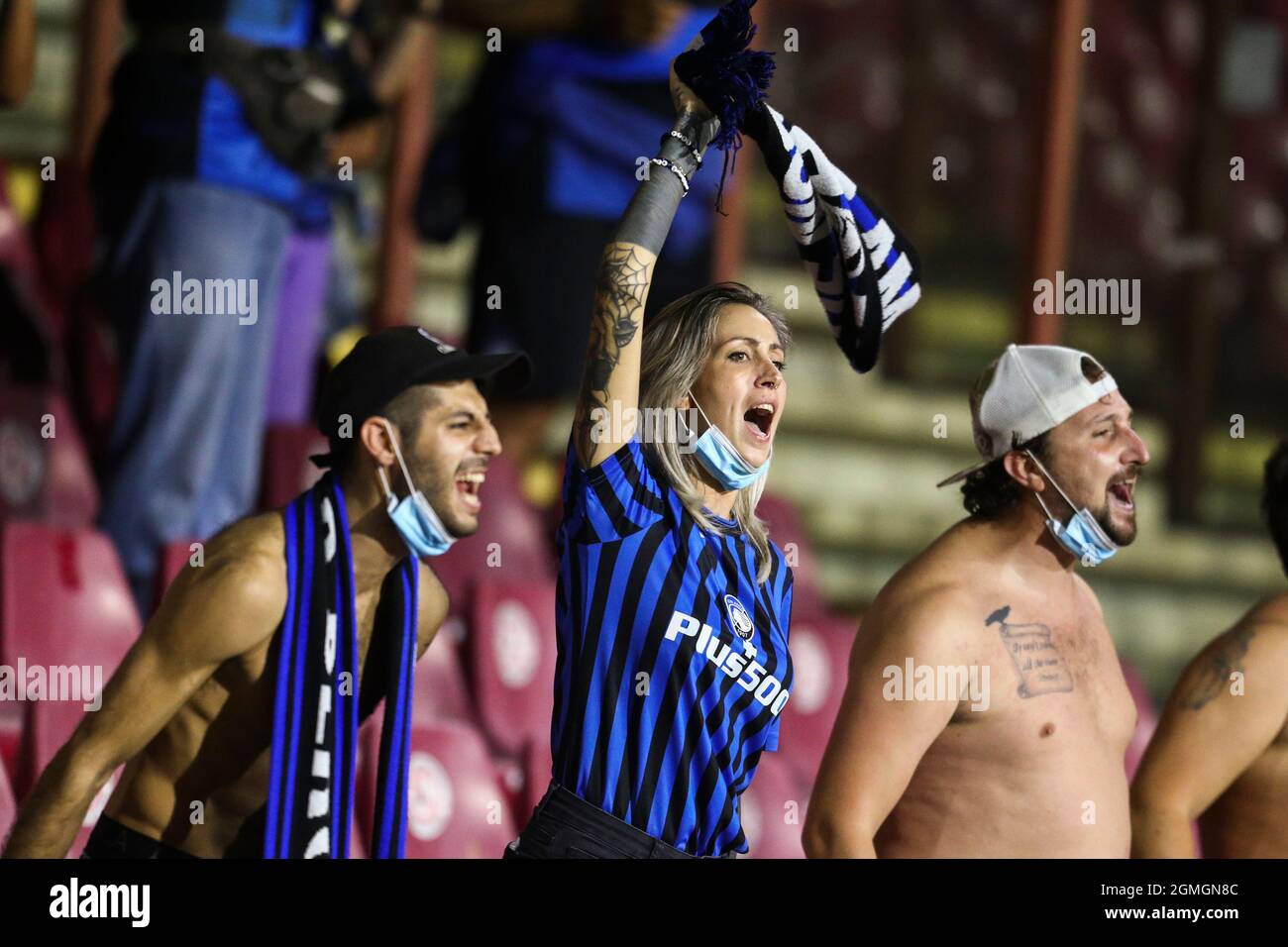 Atalanta’s fans gesticulate during the Serie A football match between ...