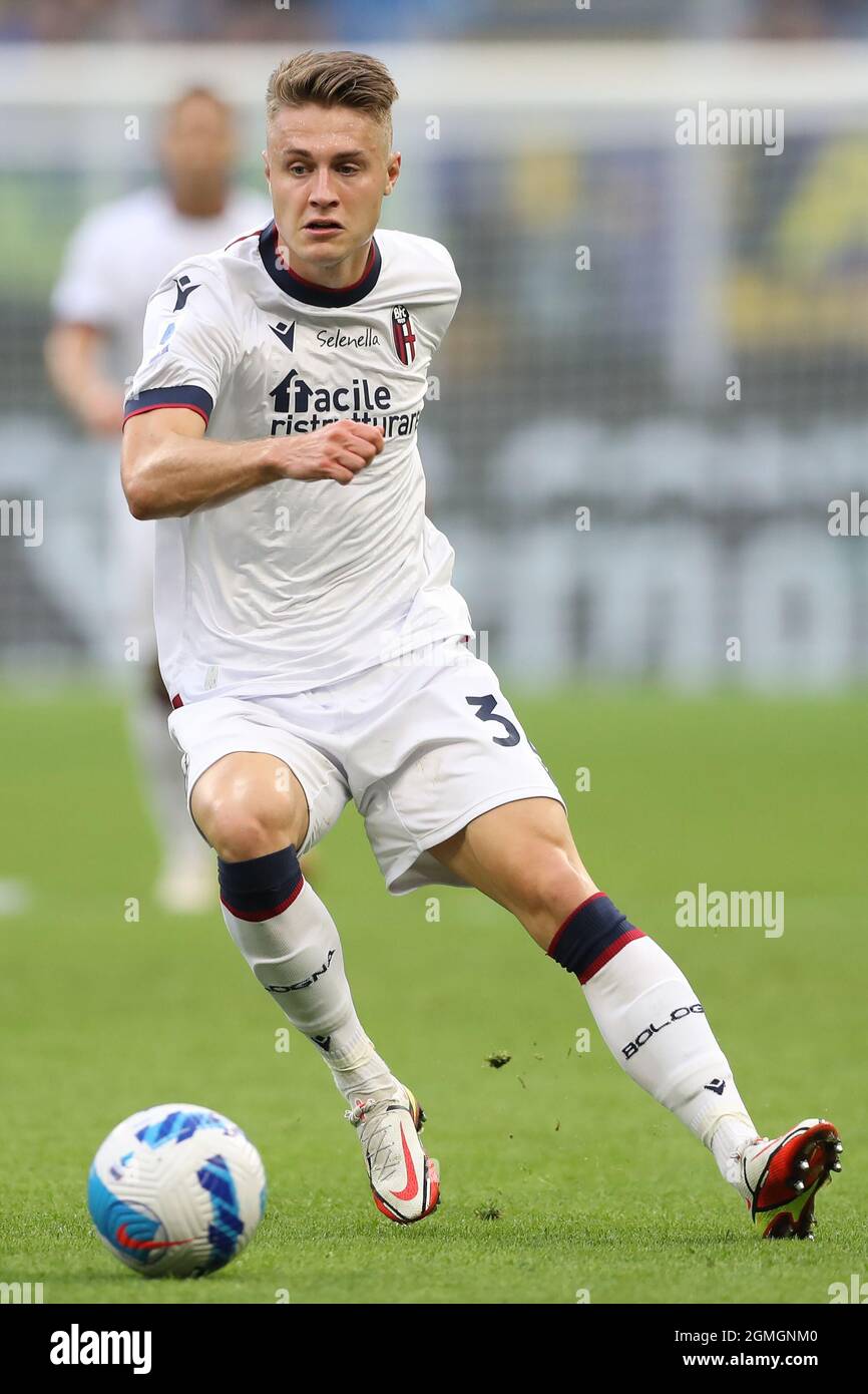 Milan, Italy, 18th September 2021. Mattias Svanberg of Bologna FC ...