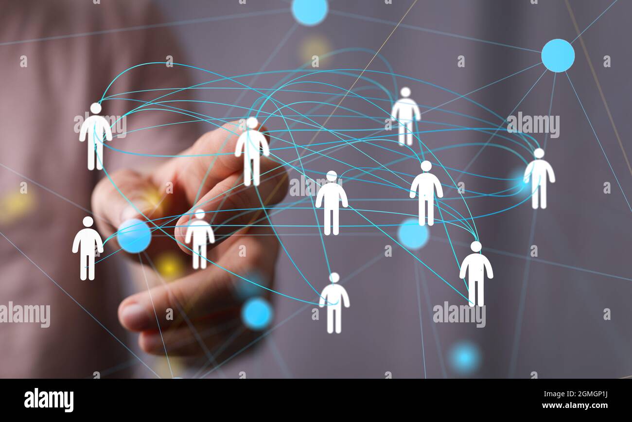 A 3D rendering of a digital human icons with hand pointing on it from ...