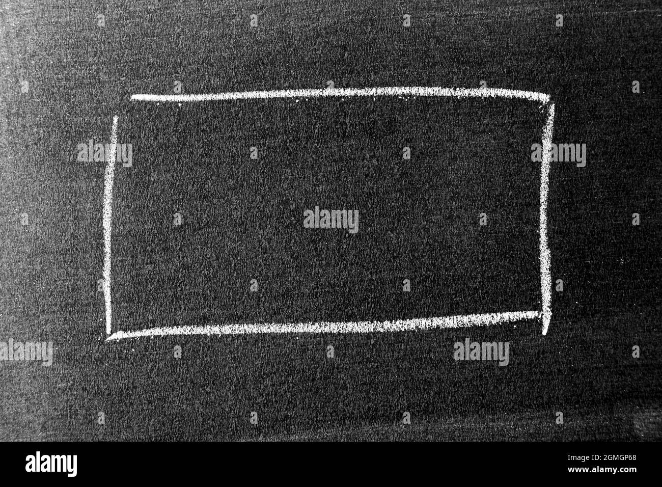 White color chalk hand drawing as square or rectangle shape on ...