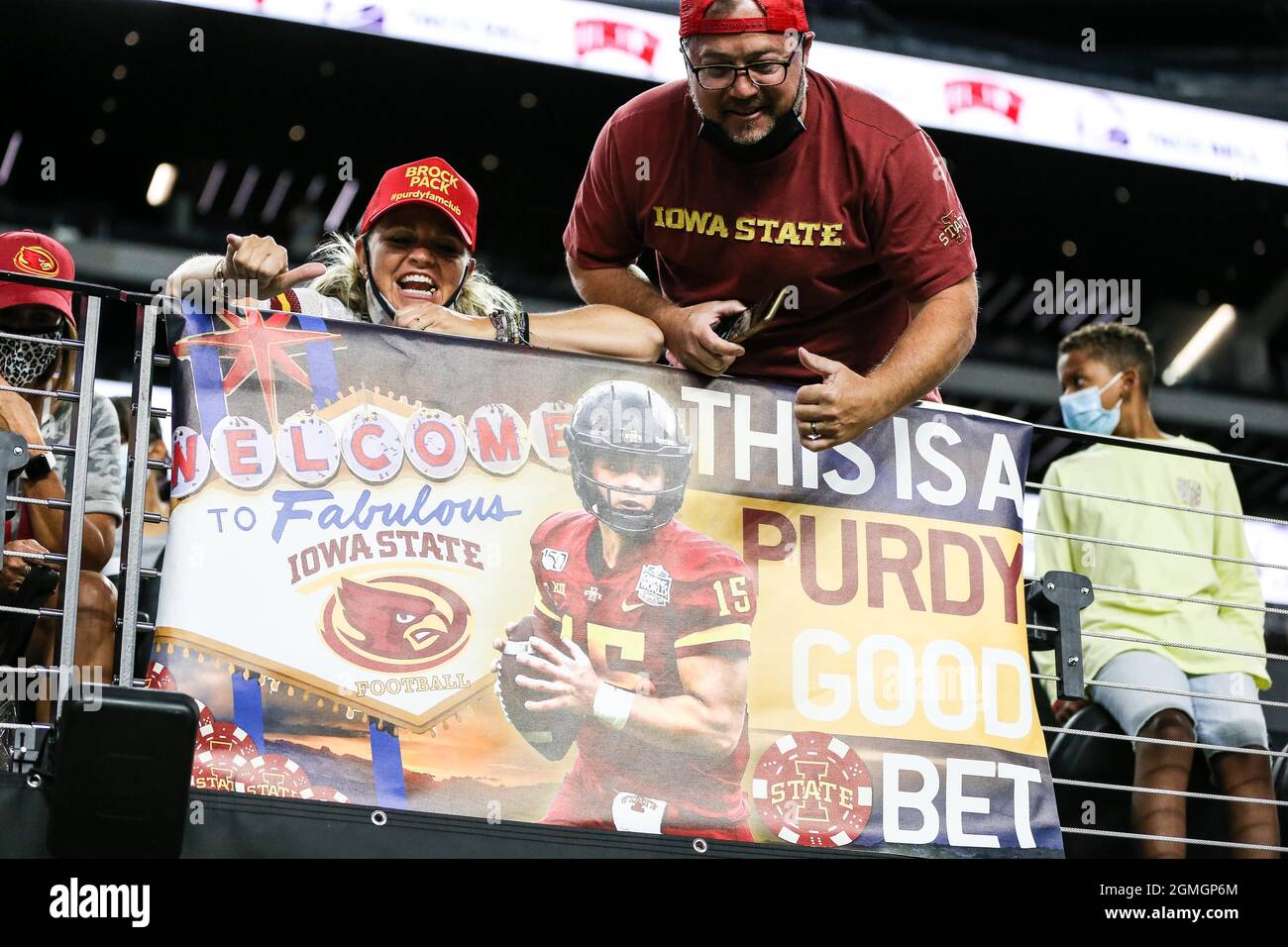 Las Vegas, NV, USA. 18th Sep, 2021. Iowa State Cyclones fans display a ...
