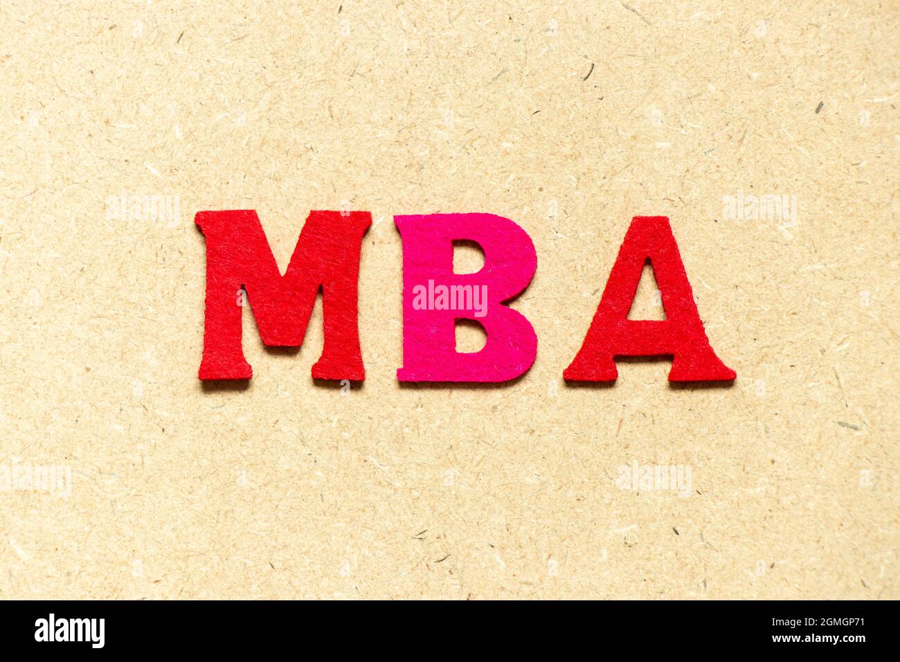 Color cloth alphabet letter in word MBA (Abbreviation of master of ...